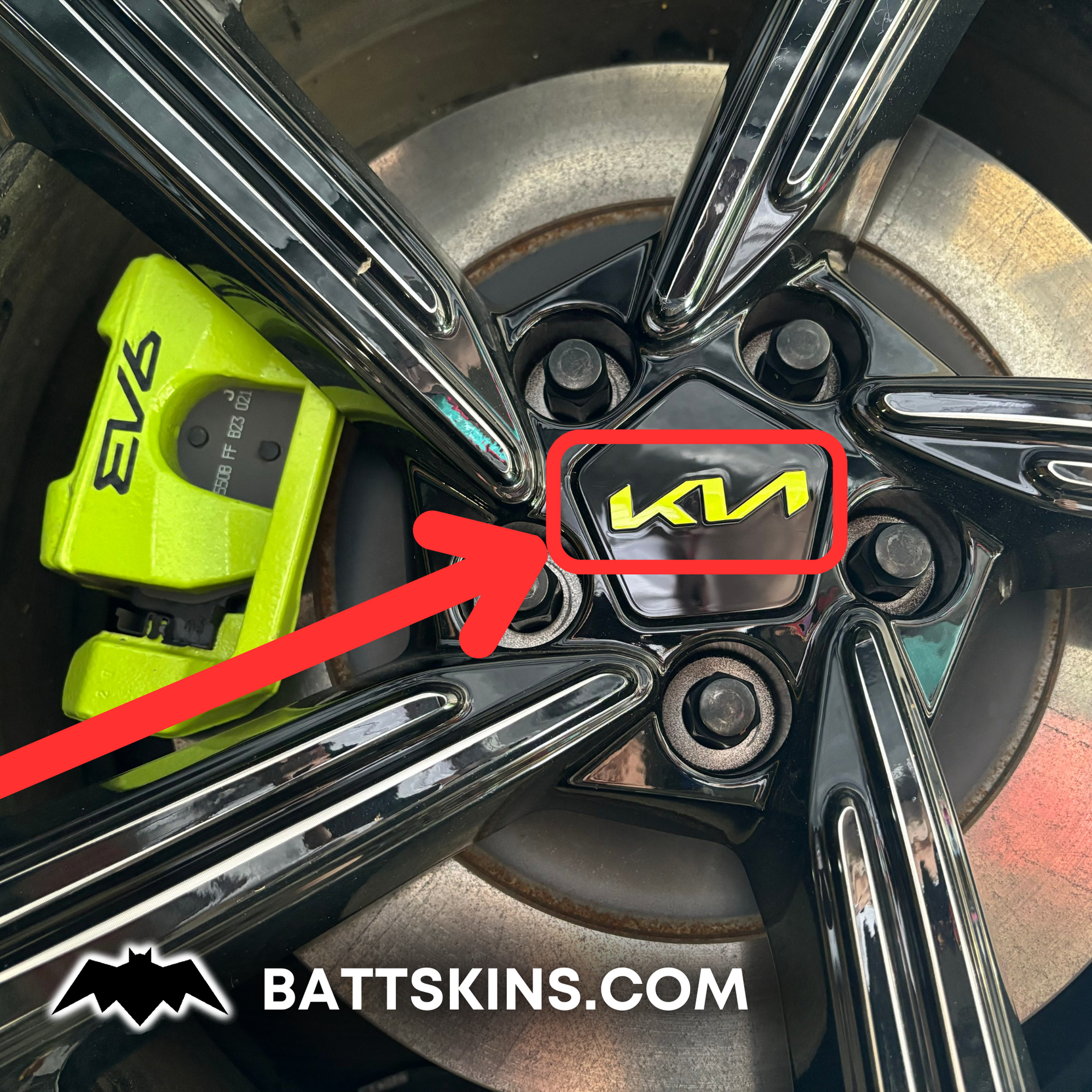 Wheel Emblem Overlay Decals fits EV6 GT | 4 Logo Decals — BattSkins
