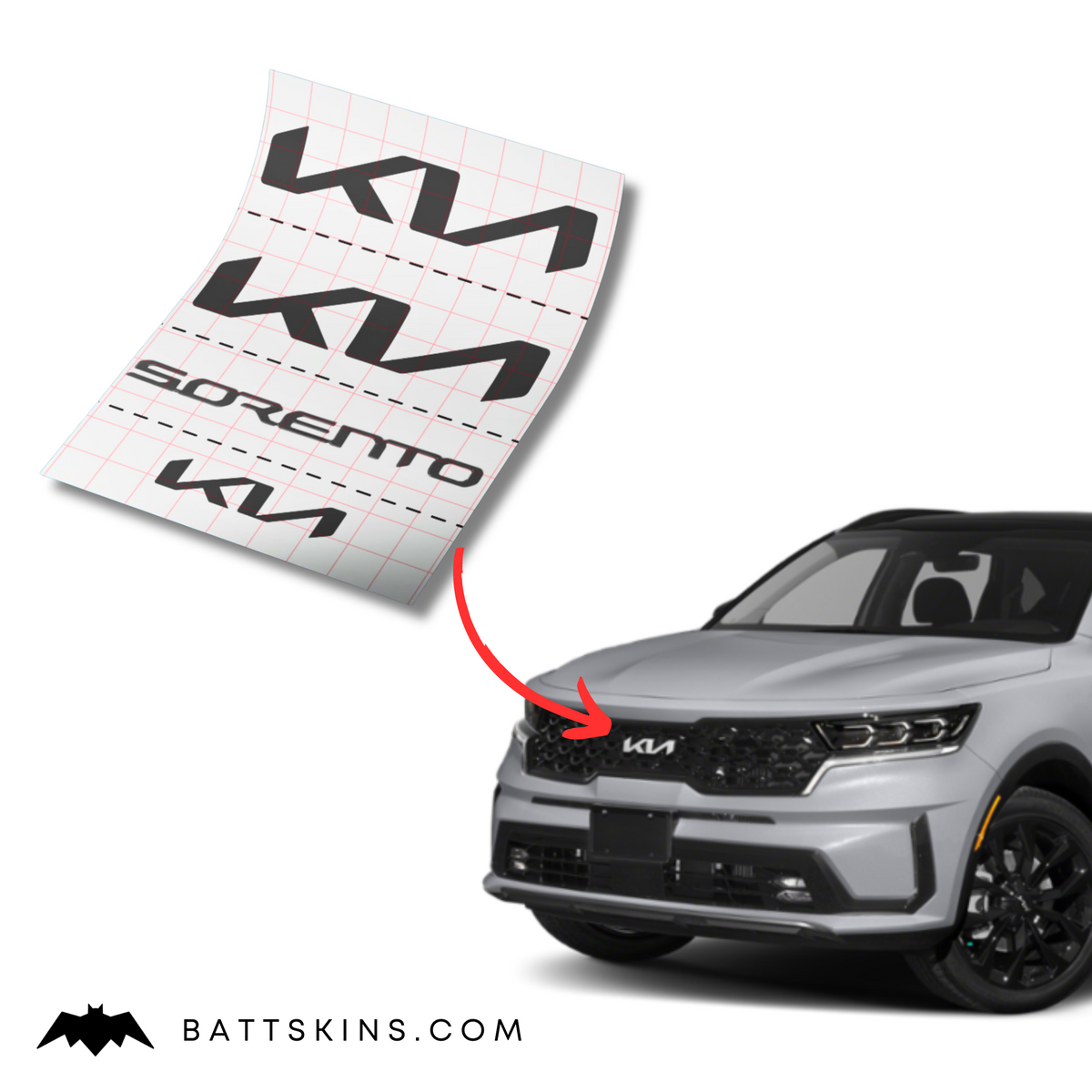 2022+ KIA Sorento EMBLEM OVERLAYS | 4 Logo Decals — BattSkins