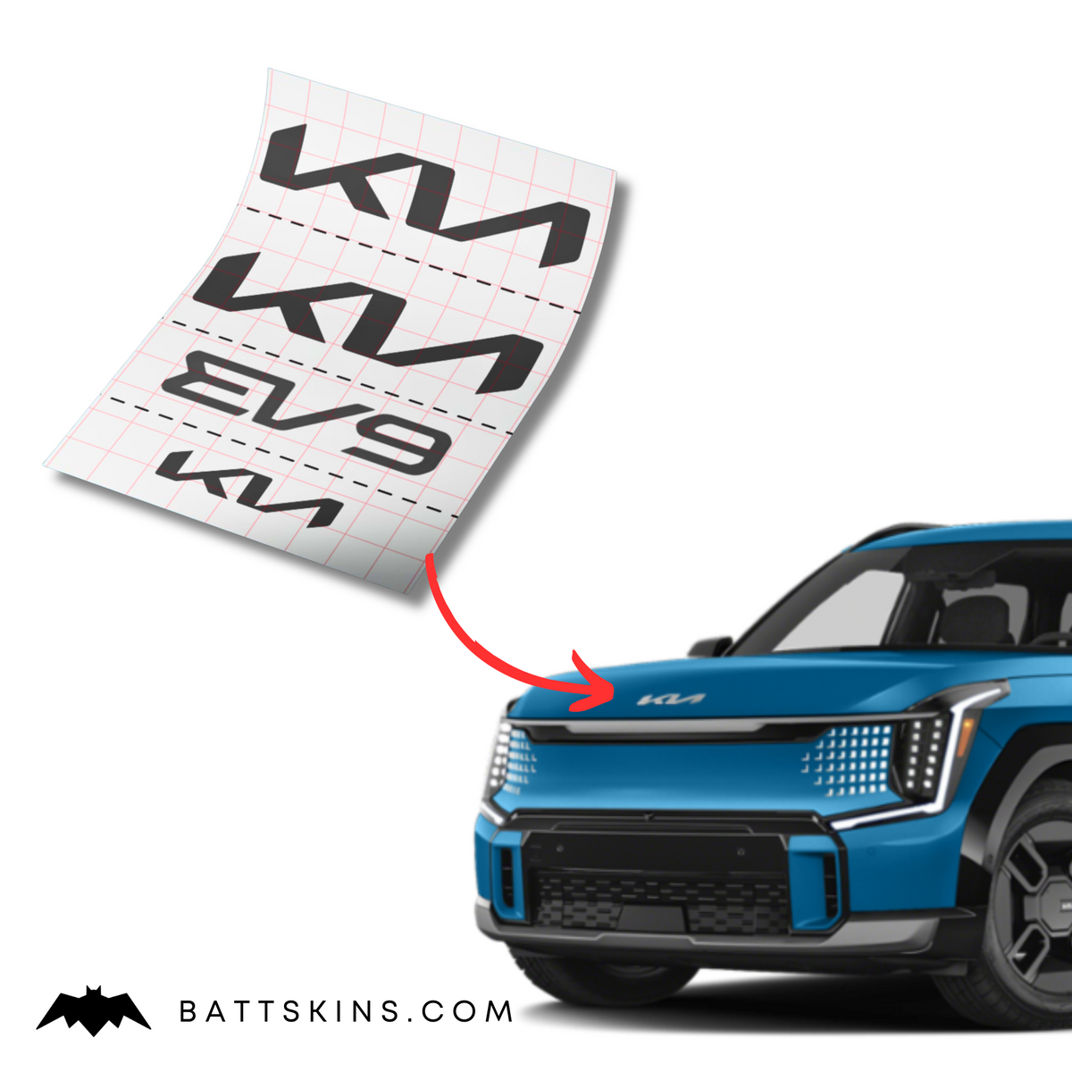2024+ KIA EV9 EMBLEM OVERLAYS | 4 Logo Decals — BattSkins