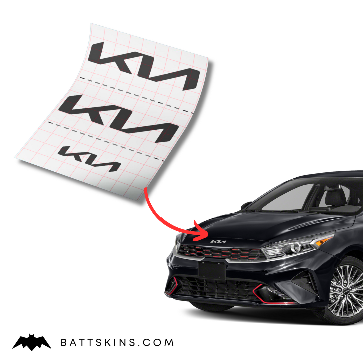 2022+ KIA Forte EMBLEM OVERLAYS | 3 Logo Decals — BattSkins