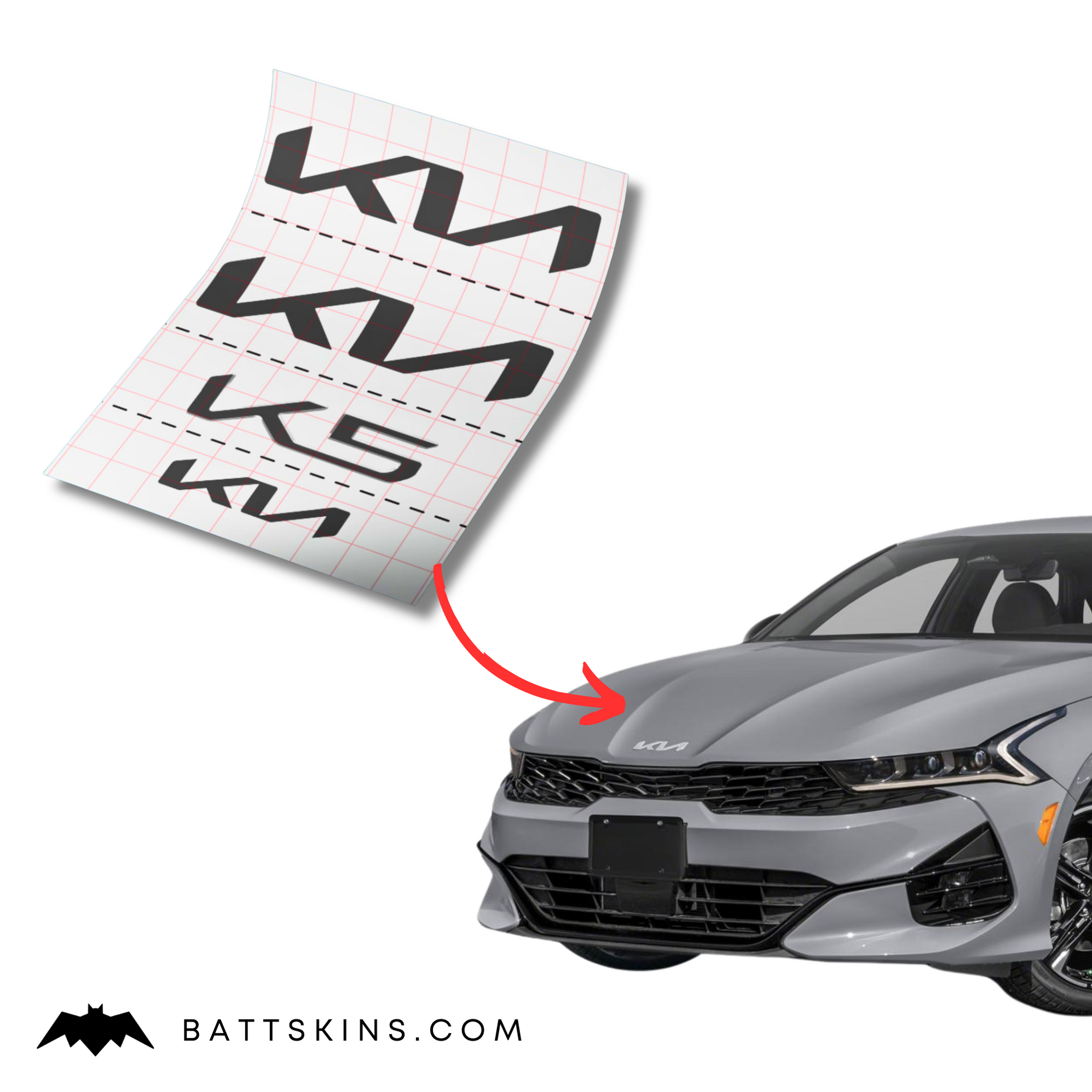 2023-25 KIA K5 EMBLEM OVERLAYS | 4 Logo Decals — BattSkins
