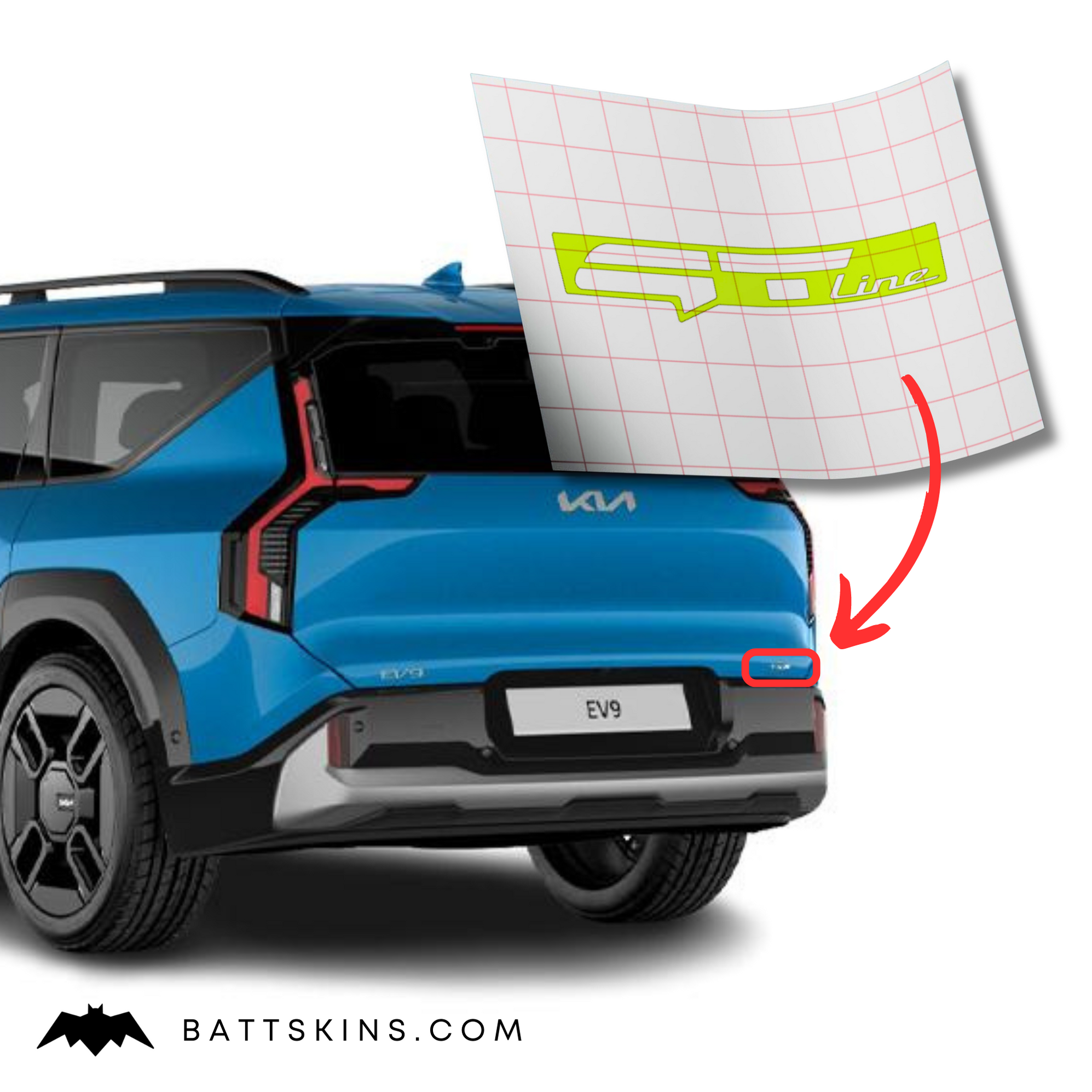 2024 KIA EV9 "GT Line" Stencil OVERLAY | 1 Stencil Decal — BattSkins