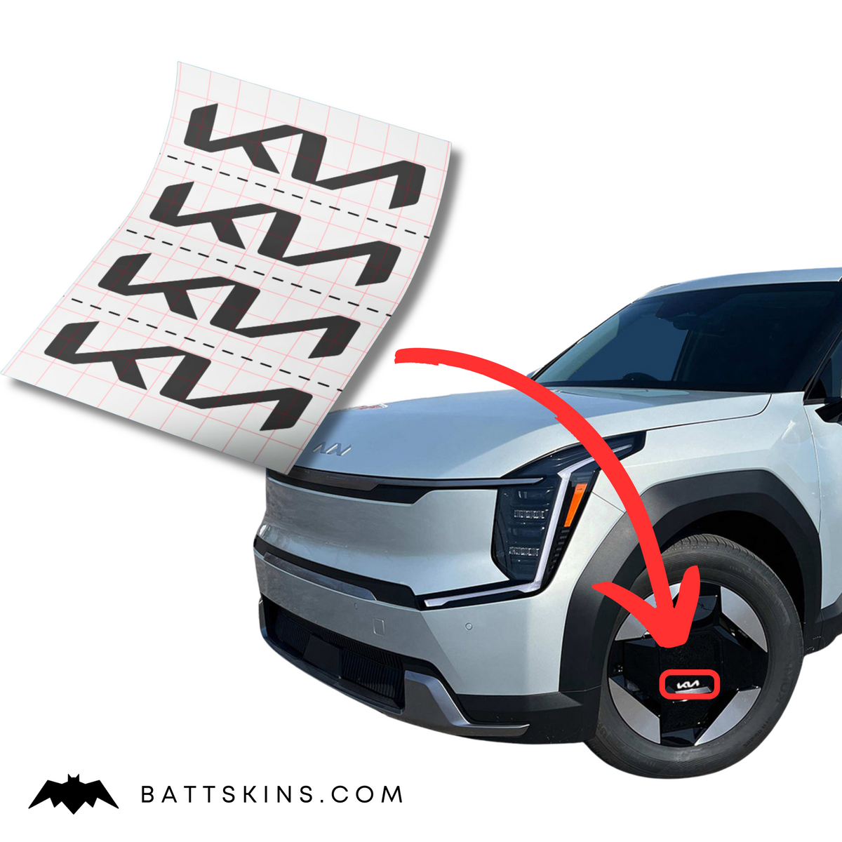 2024+ KIA EV9 Wheel EMBLEM OVERLAYS | 4 Logo Decals — BattSkins