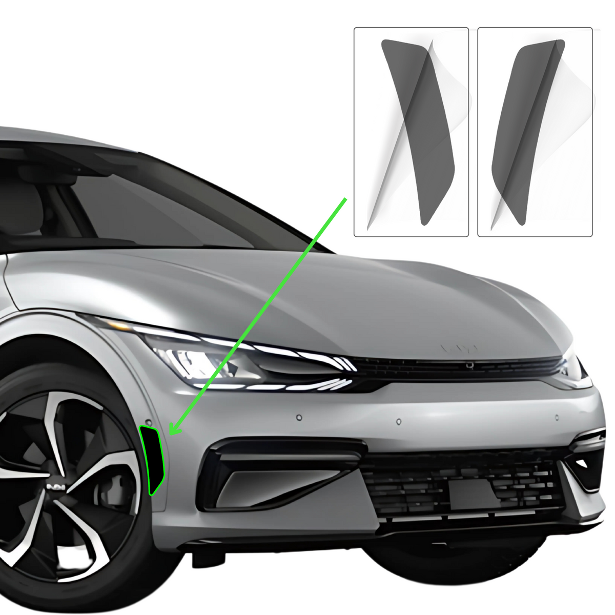 Front Reflectors Smoke Black Tint (EV6 Wind) - 2 Decals — BattSkins
